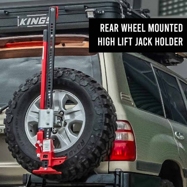 High lift jack carrier that sits on the wheel – Rockarmor
